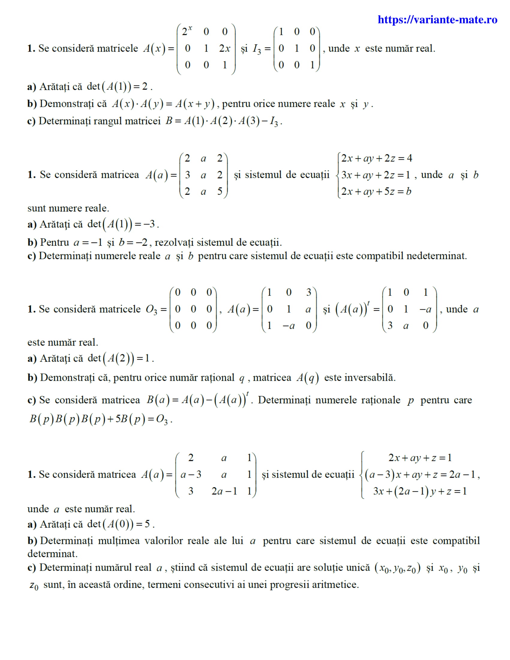 Matematica – bacalaureat, evaluare nationala – variante ...