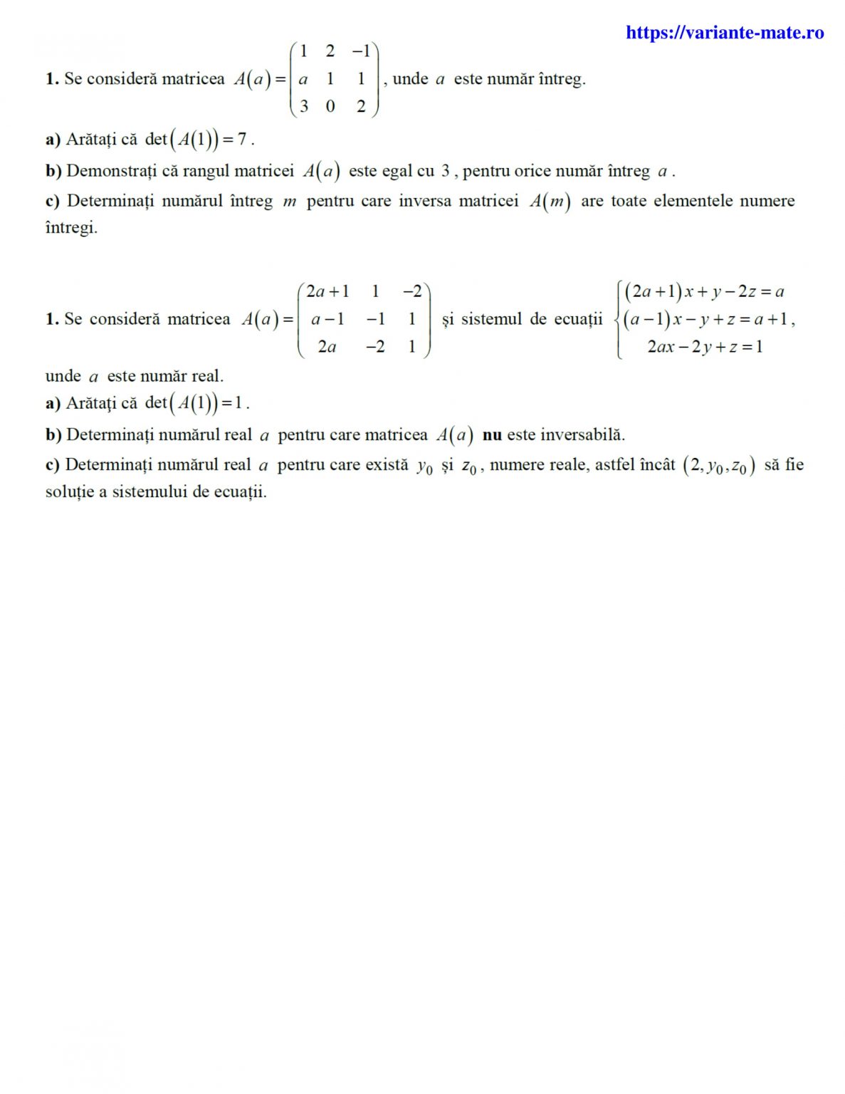 Matematica – bacalaureat, evaluare nationala – variante ...
